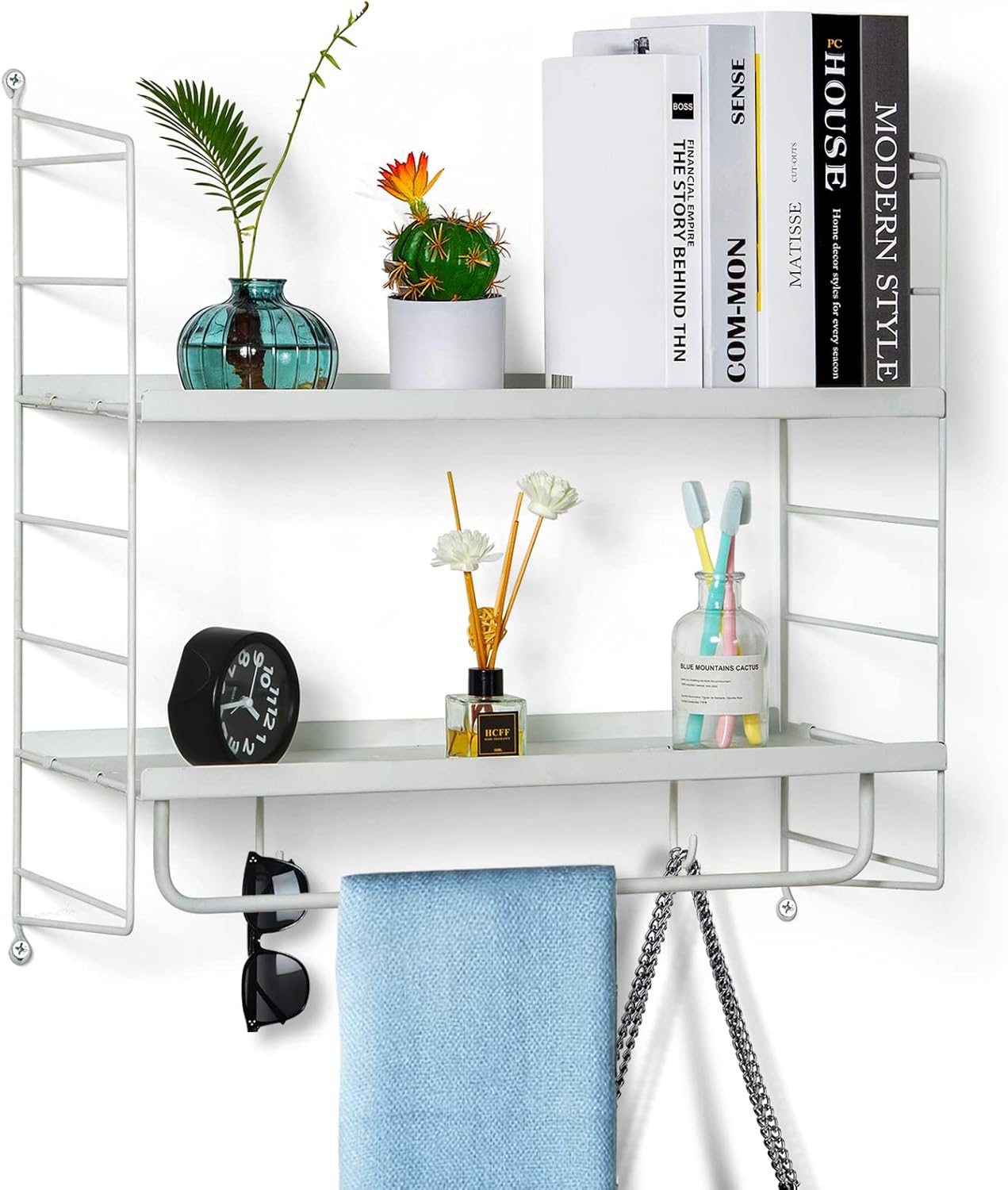 Amazon.com: 2 Tiers Multi-functional Wall Racks Floating Shelves , Wall ...