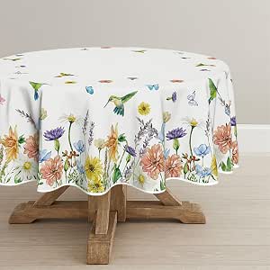 Amazon.com: Horaldaily Spring Tablecloth 90×90 Inch Round, Floral ...