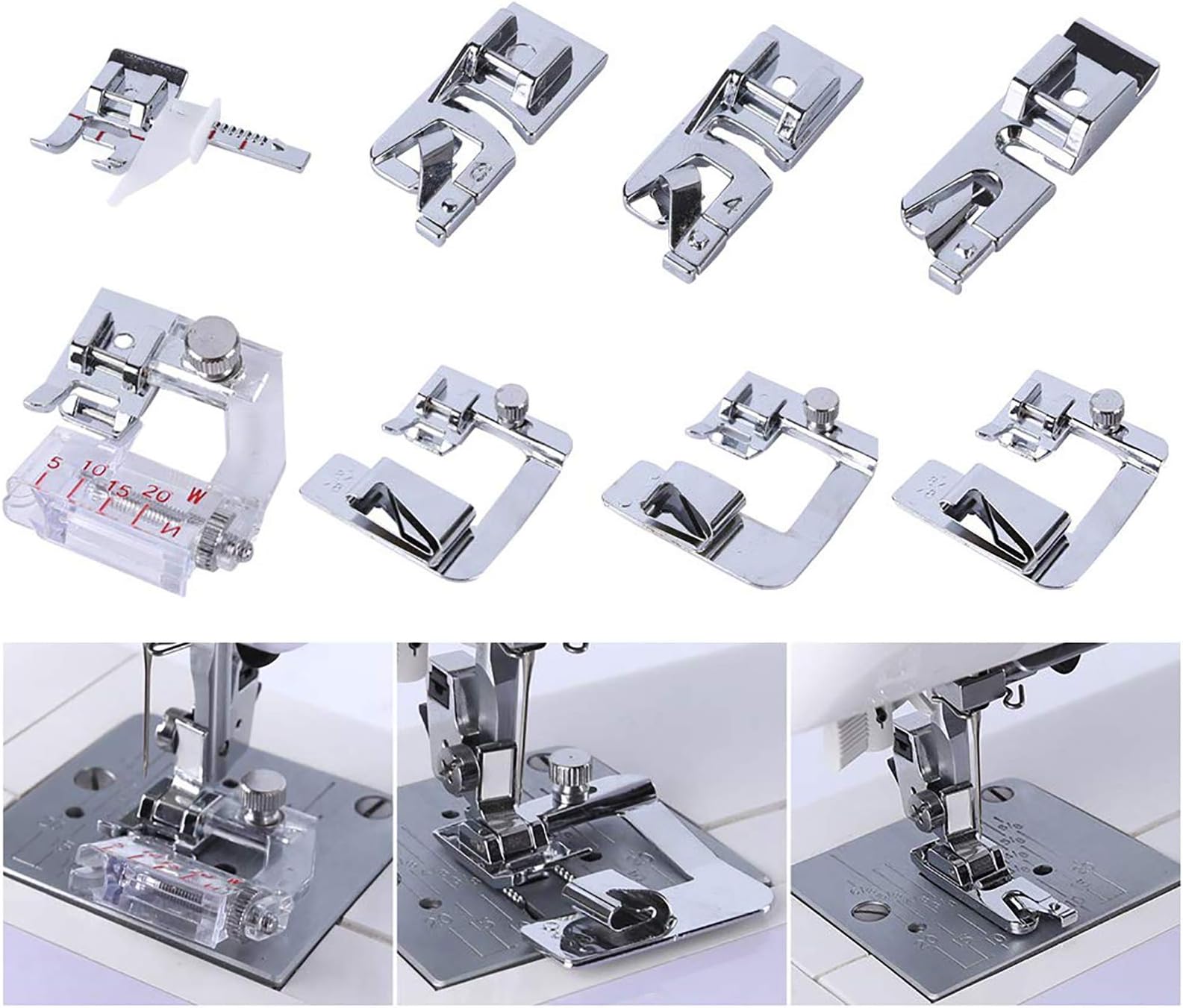 Amazon.com: YICBOR 8pcs Sewing Machine Feet Set Includes 3Pcs Wide Hem ...