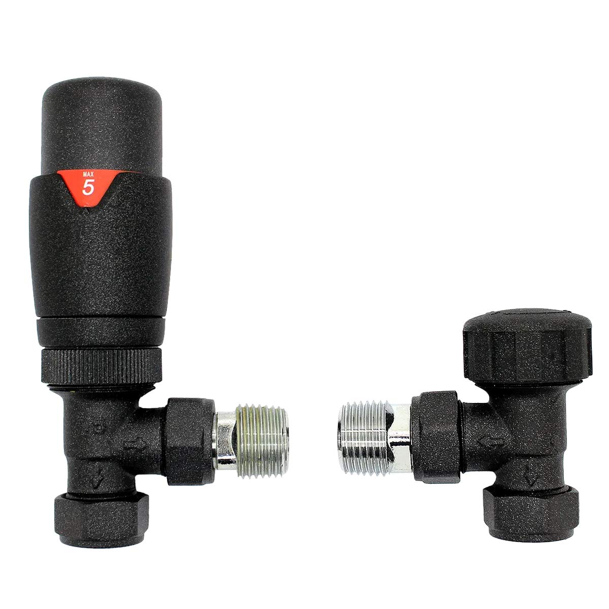 Buy ECOSPA Anthracite Angled Thermostatic Radiator Valve (TRV) & Lock ...