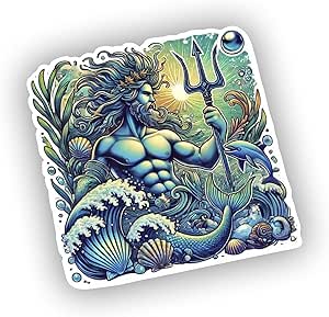 Amazon.com - Poseidon Decal for Laptop, Car, Wall, Window, Bumper ...