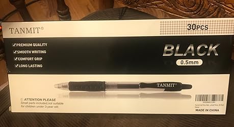 Amazon.com: TANMIT Black Gel Pens, Retractable Roll Ball Gel Pen, 30 ...