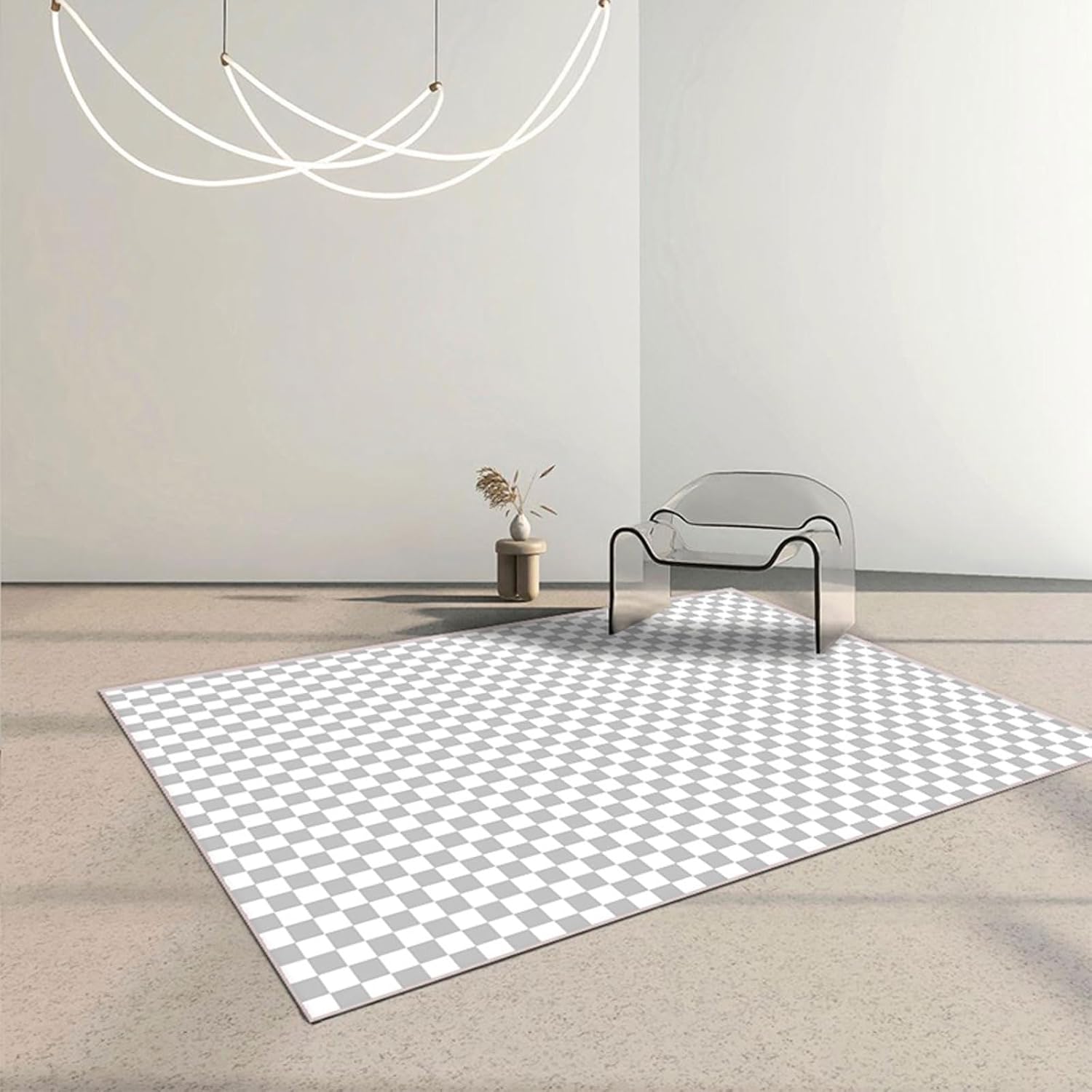 Amazon.com: Black and White Checkered Area Rug Machine Washable Indoor ...