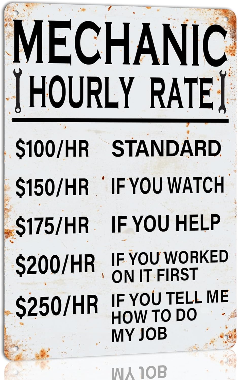 Amazon.com: Funny Garden Signs Mechanic Hourly Rate Metal Tin Sign for ...