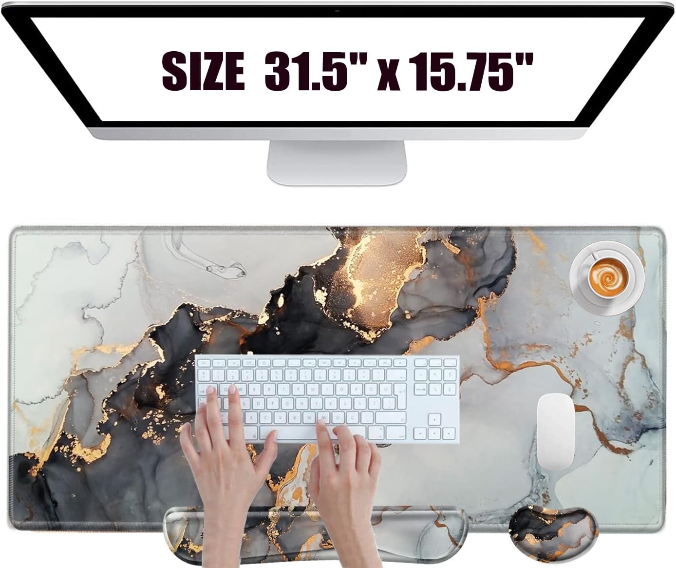 Amazon.com : Keyboard Wrist Rest and Desk Mats On Top of Desks- Marble ...