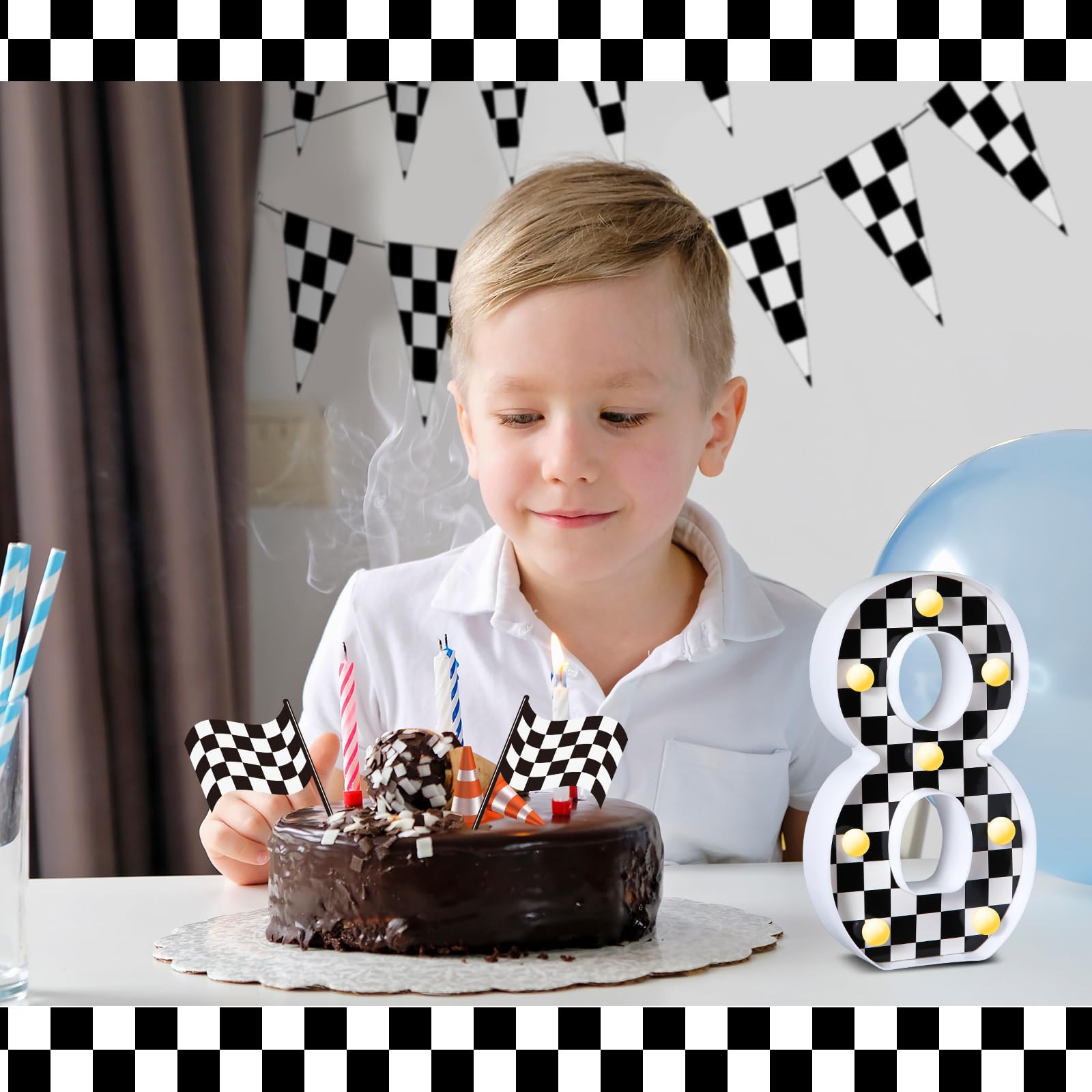 Snapklik.com : Maxcheck Racing Car Light Up Numbers Black And White ...