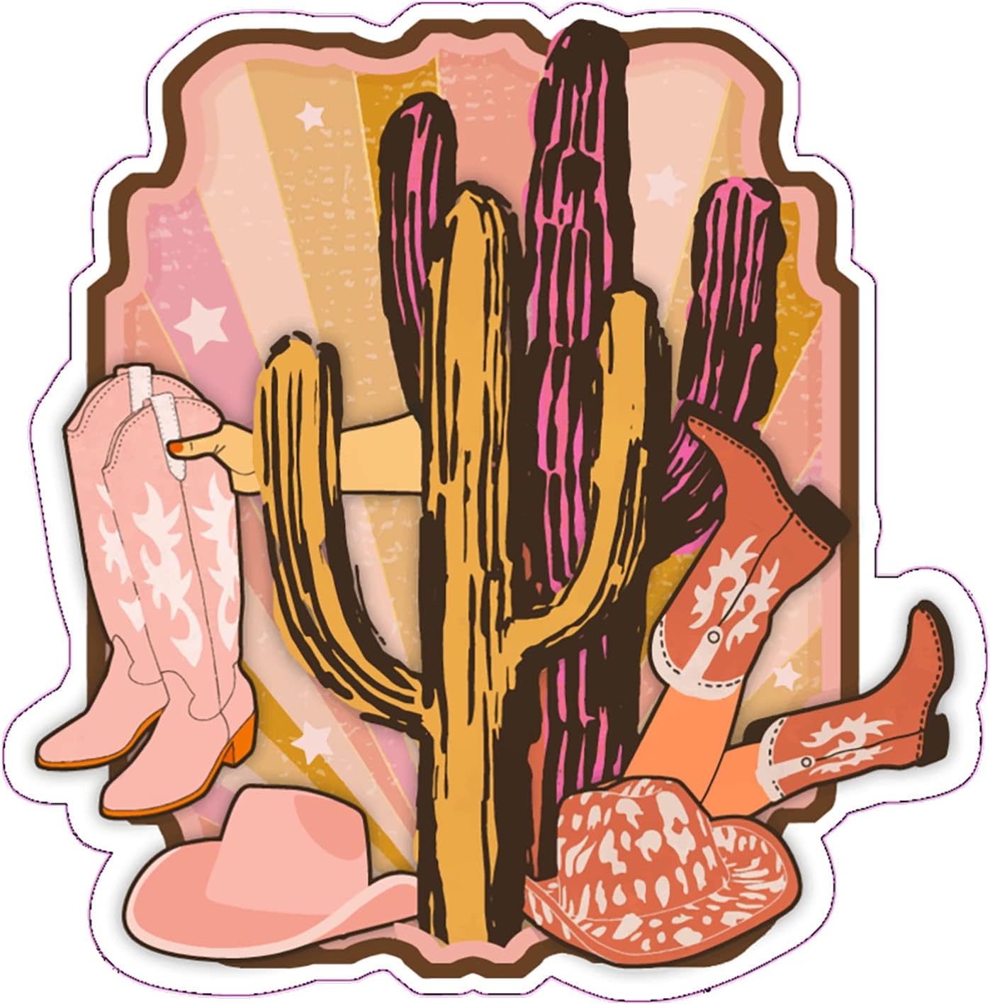 Amazon.com - Wickedgoodz Cactus Cowgirl Boots Vinyl Decal - Western ...