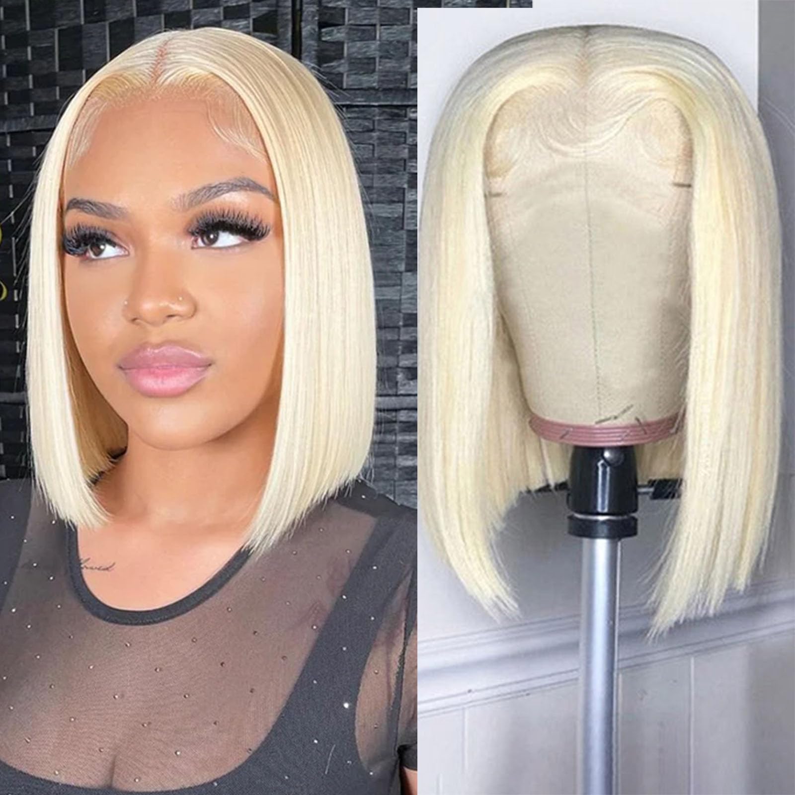 Amazon.com : Funky girl 613 Blonde Bob Wig Human Hair 5x5 HD Lace ...