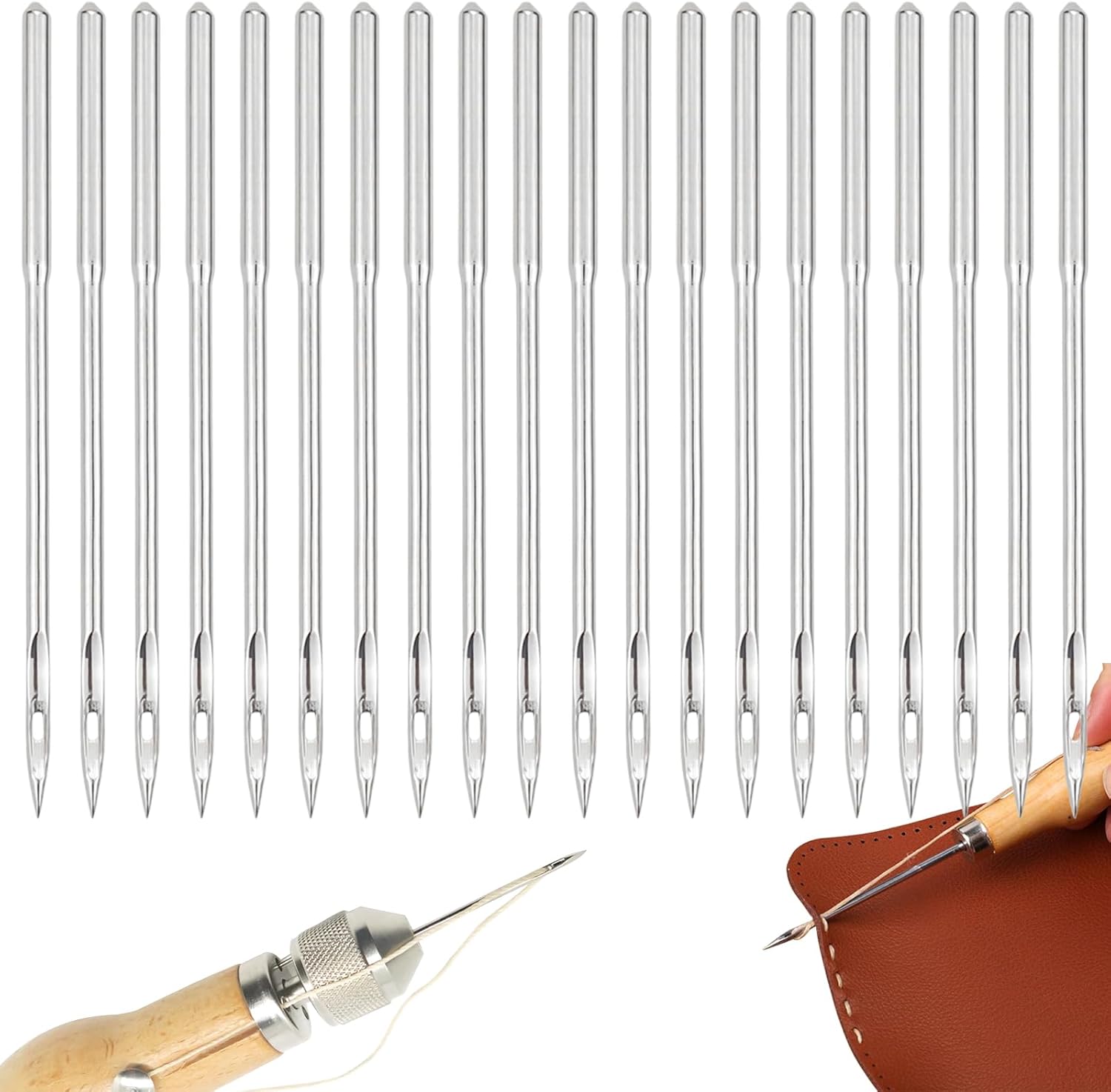 Amazon.com: 20PCS Leather Sewing Needles, Canvas Leather Sewing Awl ...