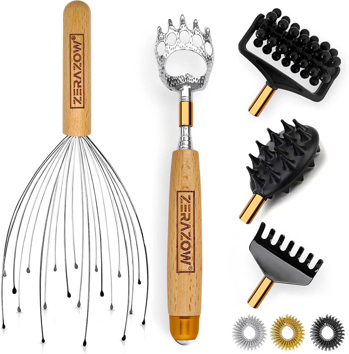 ZERAZOW® Telescoping Back Scratcher 9Pcs Set Includes | Backscratcher ...