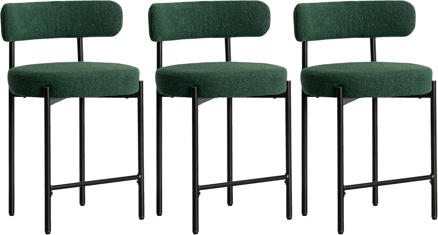 Amazon.com: Locus Bono 24'' Boucle Counter Stool Set of 3, Green ...