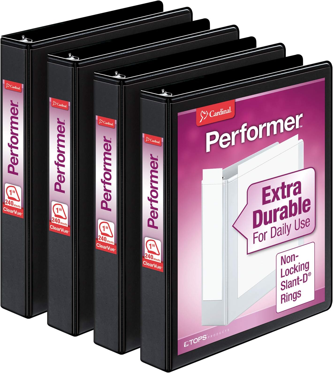 Amazon.com : Cardinal Performer 3-Ring Binders, 1", Non-Locking Slant-D ...