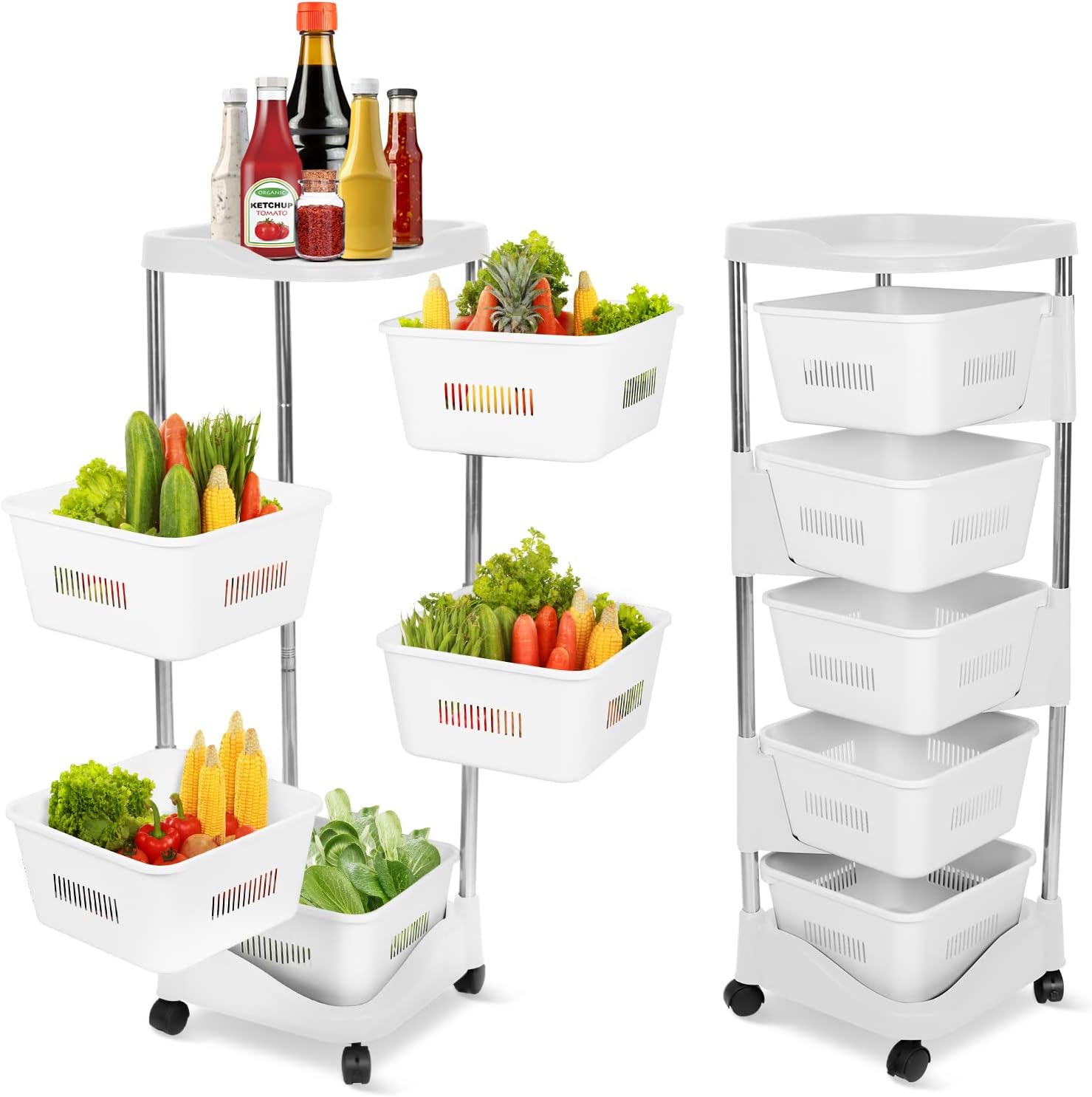 Amazon.com: JELLYRATTBIT Rotating 5 Tier Square Storage Rack, Multi ...