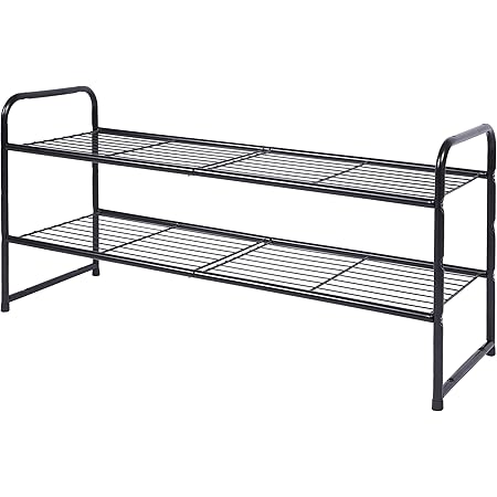 Amazon.com: Simple Trending 2-Tier Stackable Shoe Rack, Metal Shoe ...