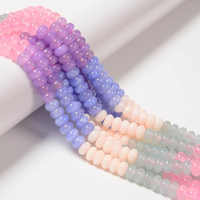 Amazon.com: JM Design 12-5x8mm Multi-Color Dyed Jade Gemstone Bead ...