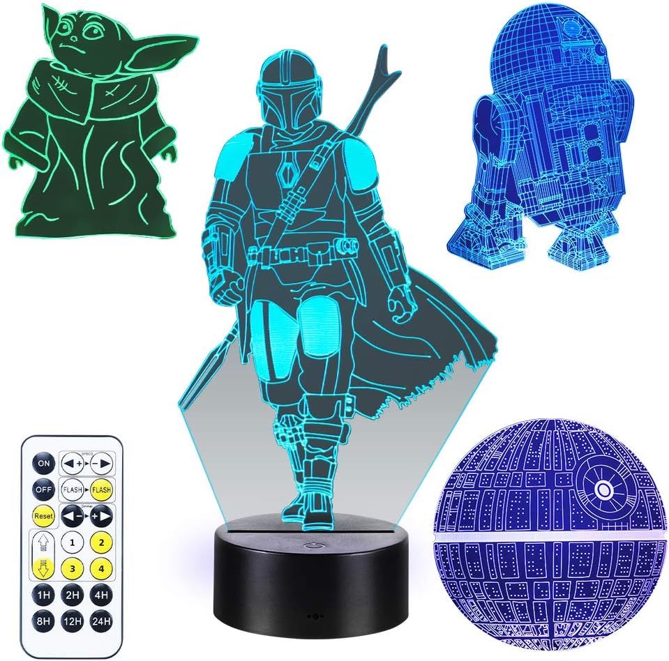 Manco 3 Pattern 3D Illusion Star Wars Night Light for Kids, 16 Color ...