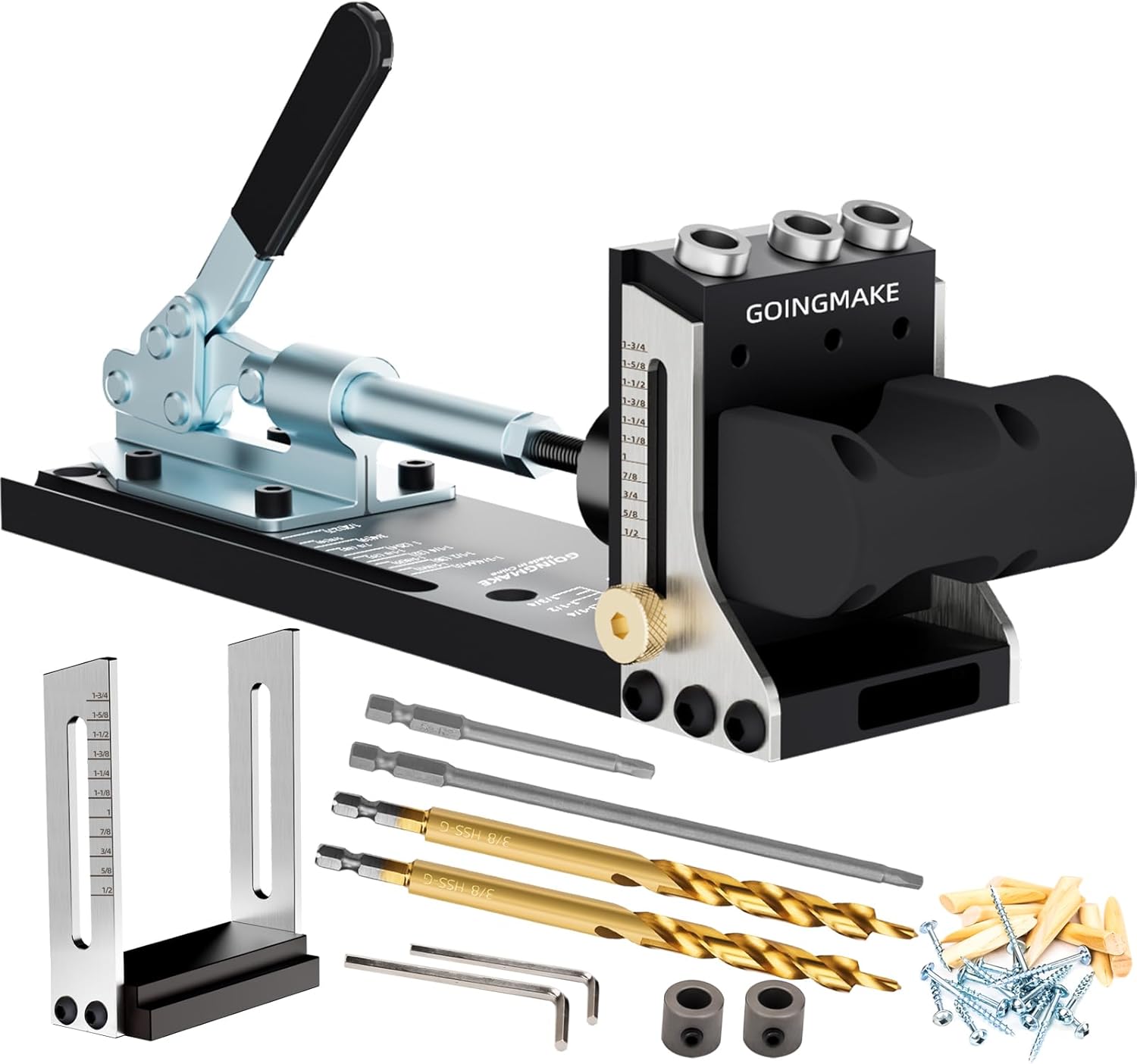 Amazon.com: GOINGMAKE All Metal Pocket Hole Jig Kit with Quick Clamp ...