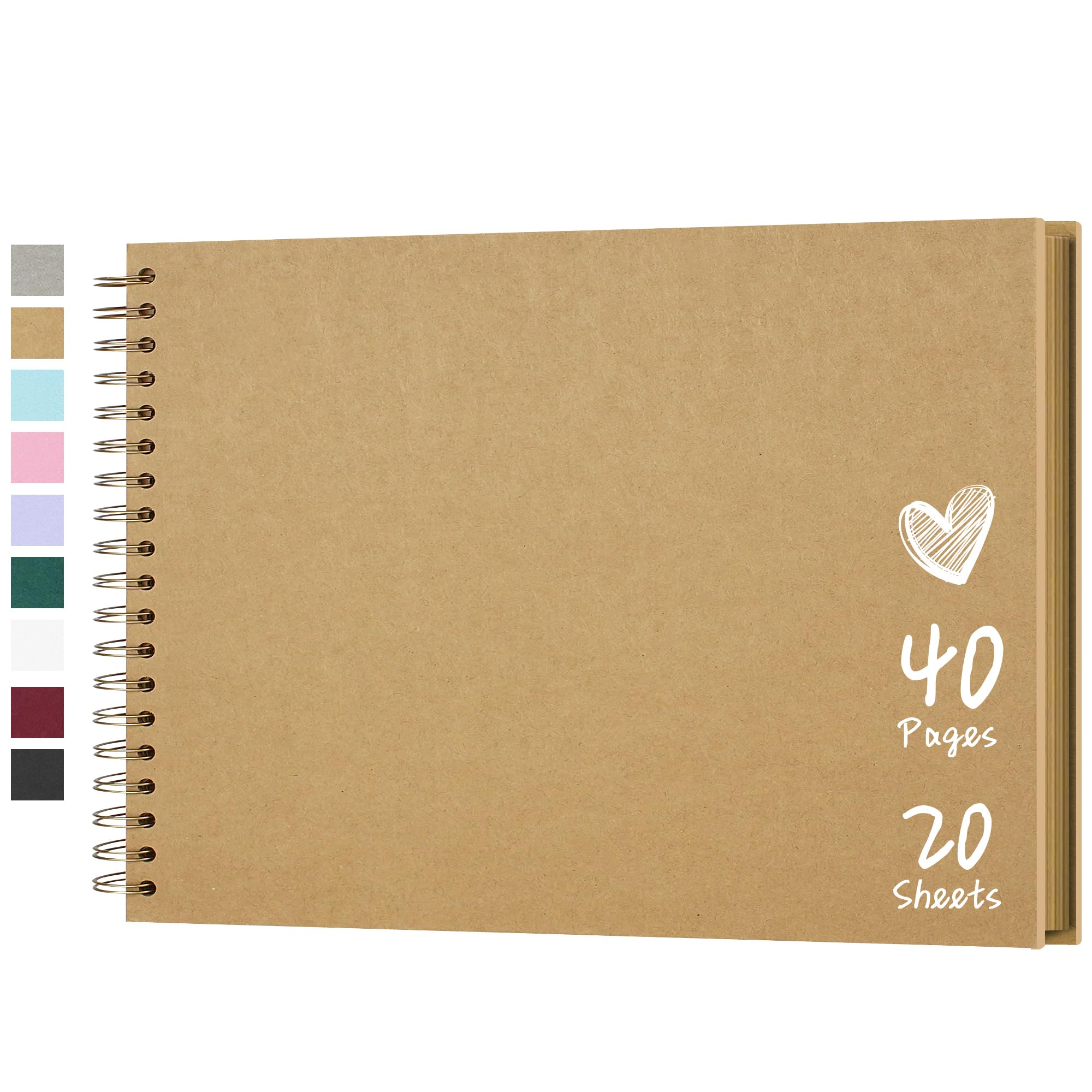 Hiwhy Scrapbook 11x8 Inch DIY Scrapbook Album Hardcover Kraft Paper ...