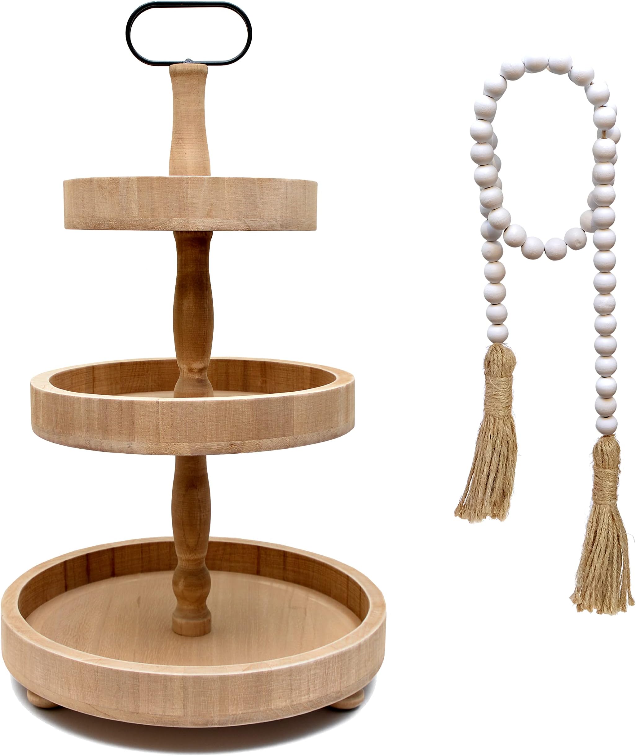 Amazon.com: ASMPCUE 2 Tiered Tray Stand, Farmhouse Tiered Tray Stand ...