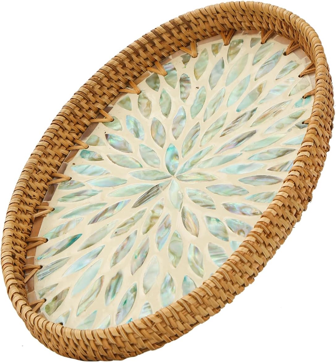 Amazon.com: Rattan Serving Tray for Home Decor and Coffee Table Decor ...
