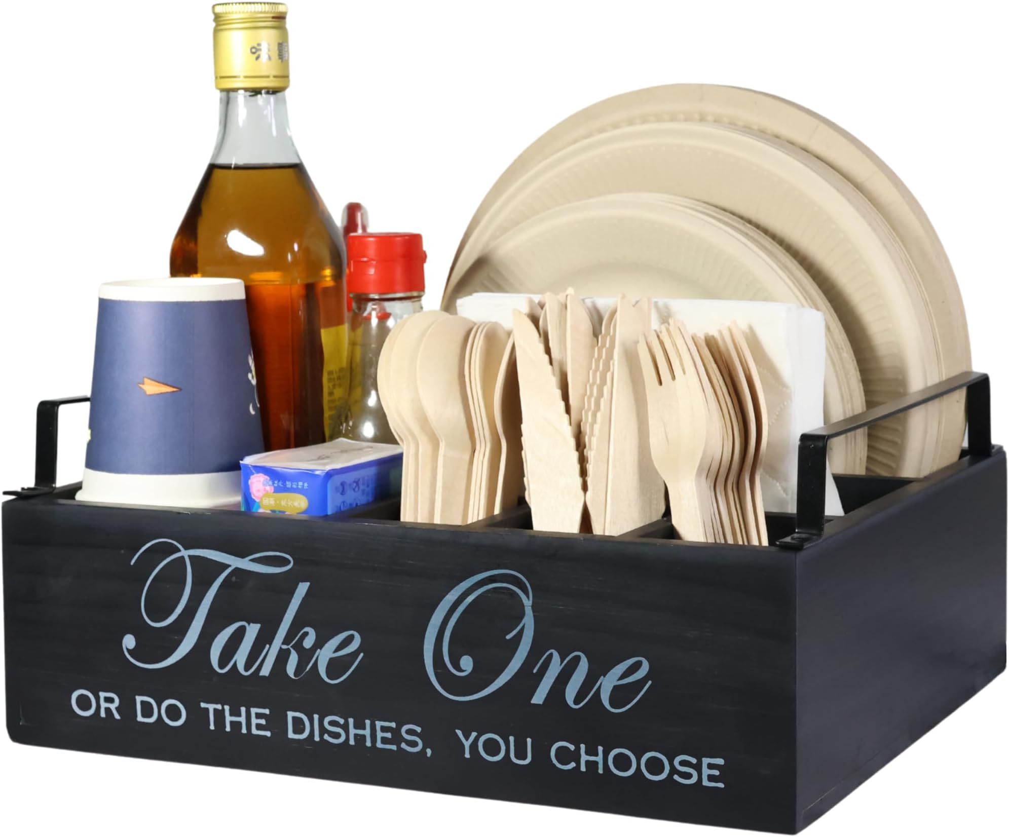 Amazon.com - ALELION Paper Plate Dispenser for Countertop - Wooden ...