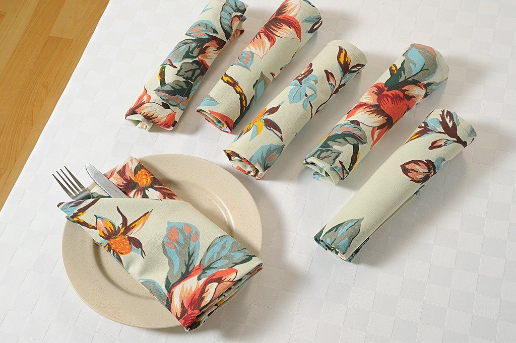 Buy Swayam Libra Printed 6 Piece Cotton Dinner Napkins - Peach Online ...
