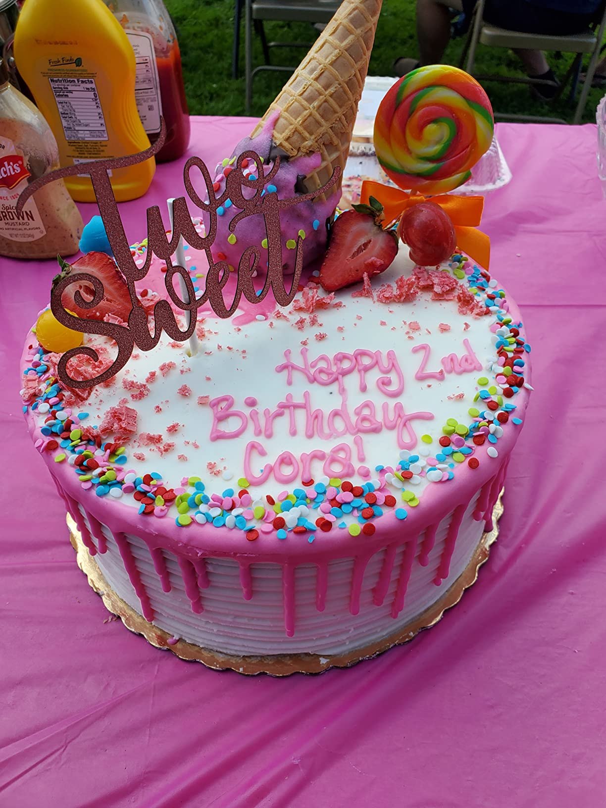 Amazon.com: Pink Glitter Two Sweet Cake topper for Cute Baby Girl and ...