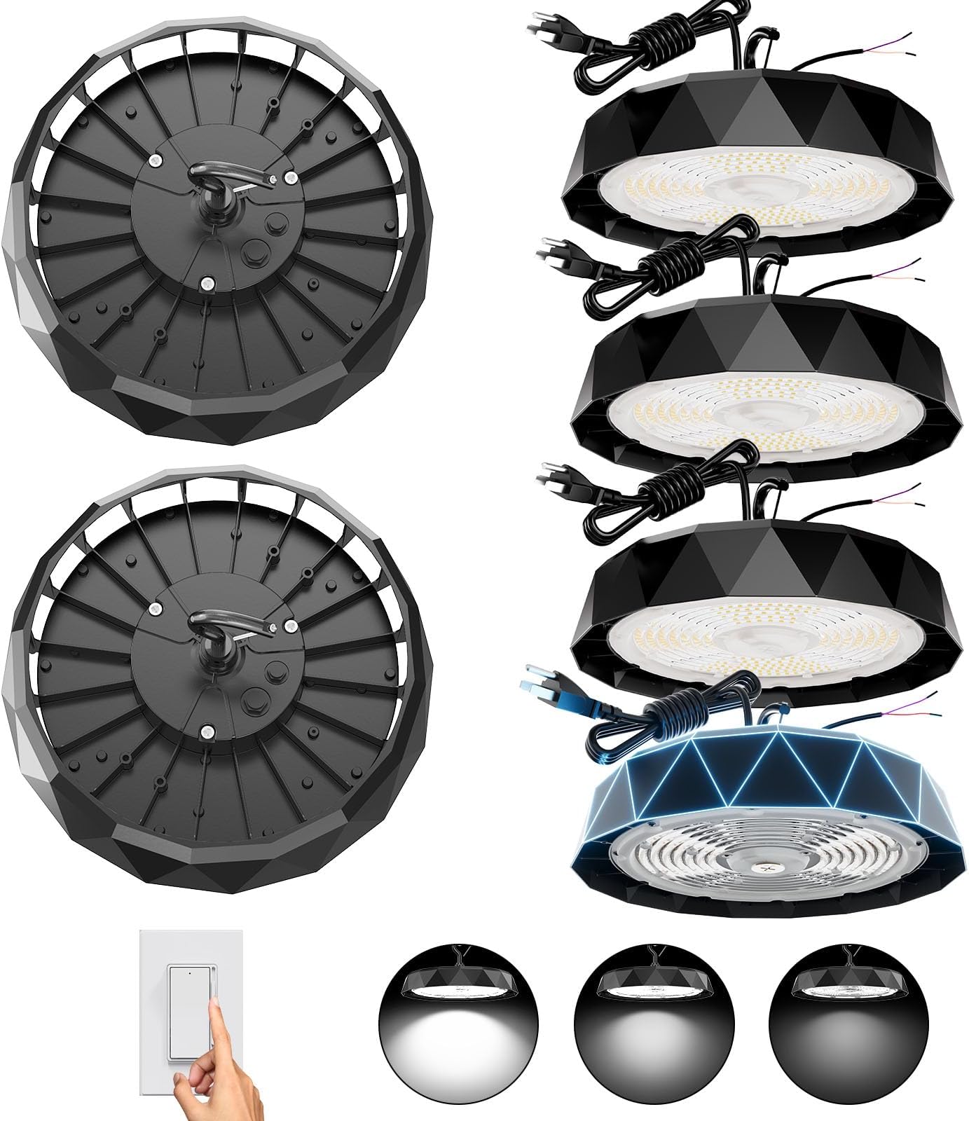 Litezone LED High Bay Light 150W 4 Packs 21,000LM with US Plug, UFO LED ...