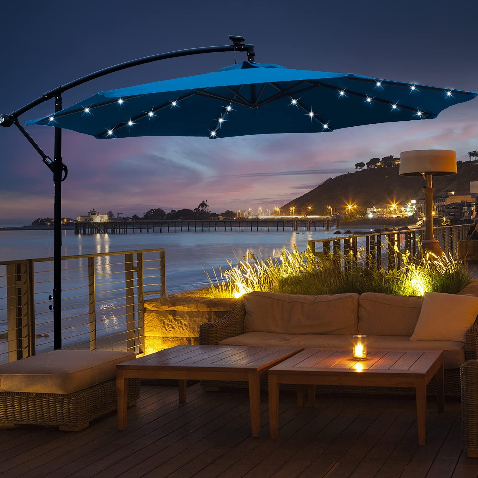 Snapklik.com : SUNLAX Solar Offset Umbrella, 10ft Cantilever Hanging ...