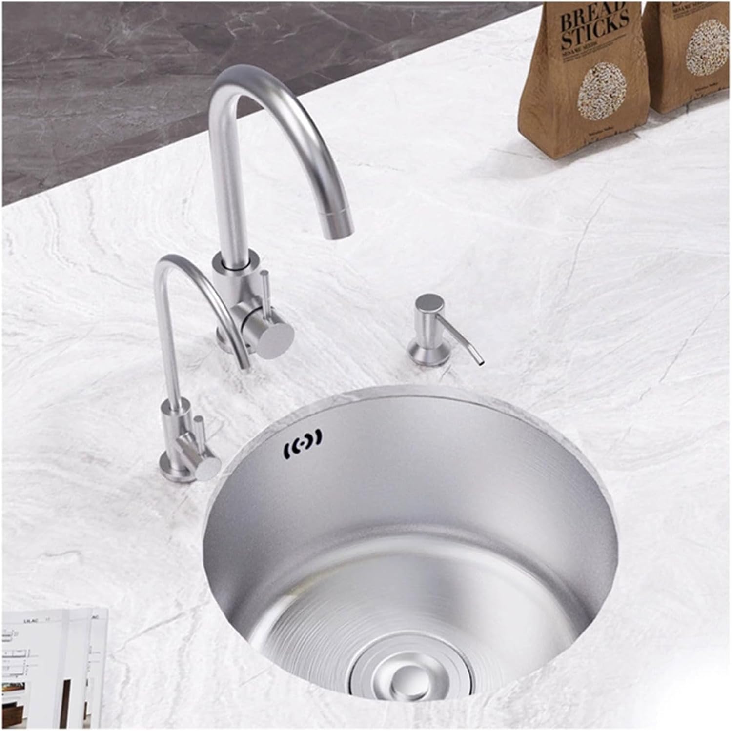 Amazon.com: Kitchen Sink Round Kitchen Sink Undermount/Topmount ...