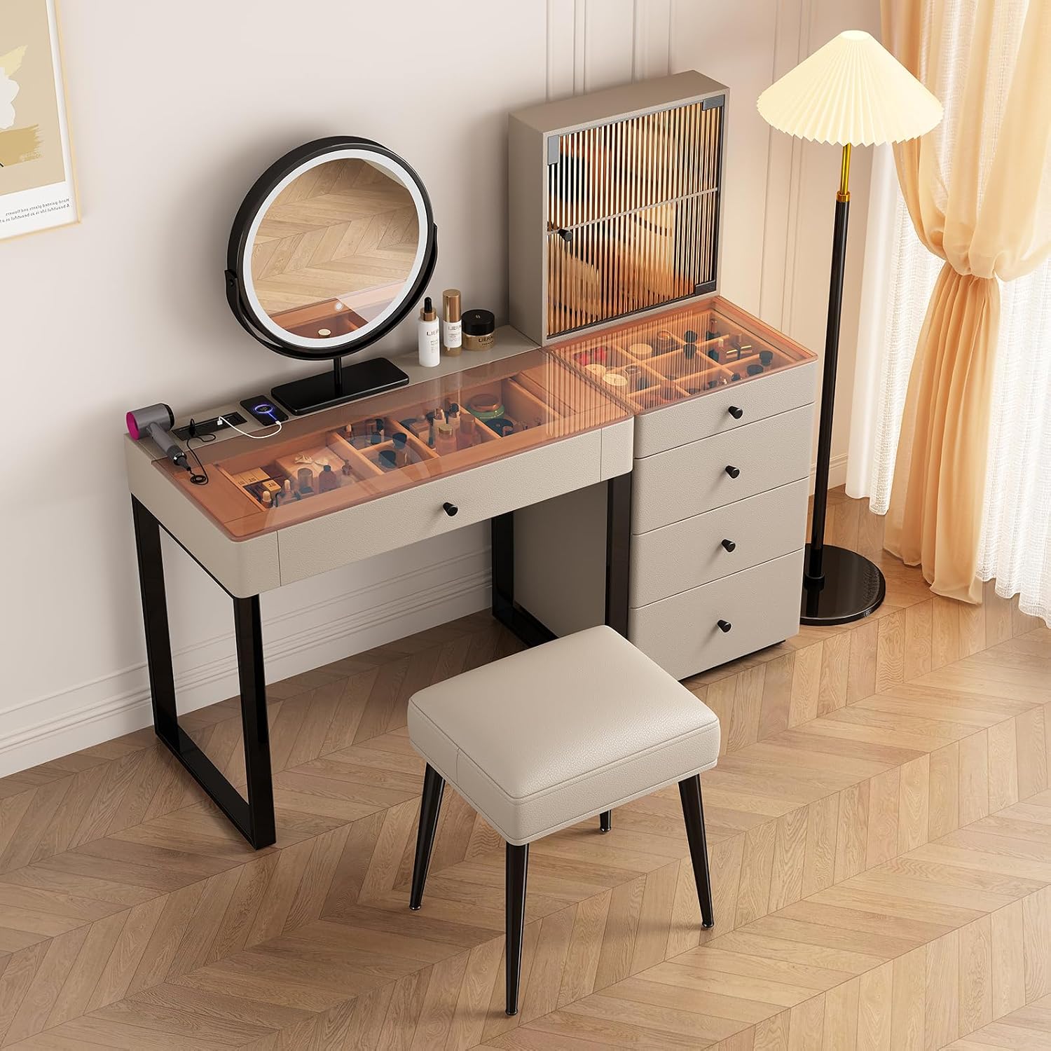 Amazon.com: GrxGry Vanity Table Set, Premium Solid Wood Vanity Desk ...