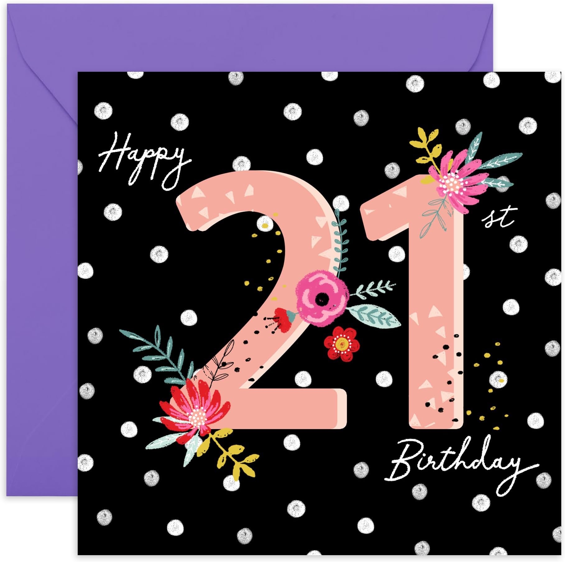 Amazon.com : CENTRAL 23 21st Birthday Card For Her - 21st Polka Dot ...