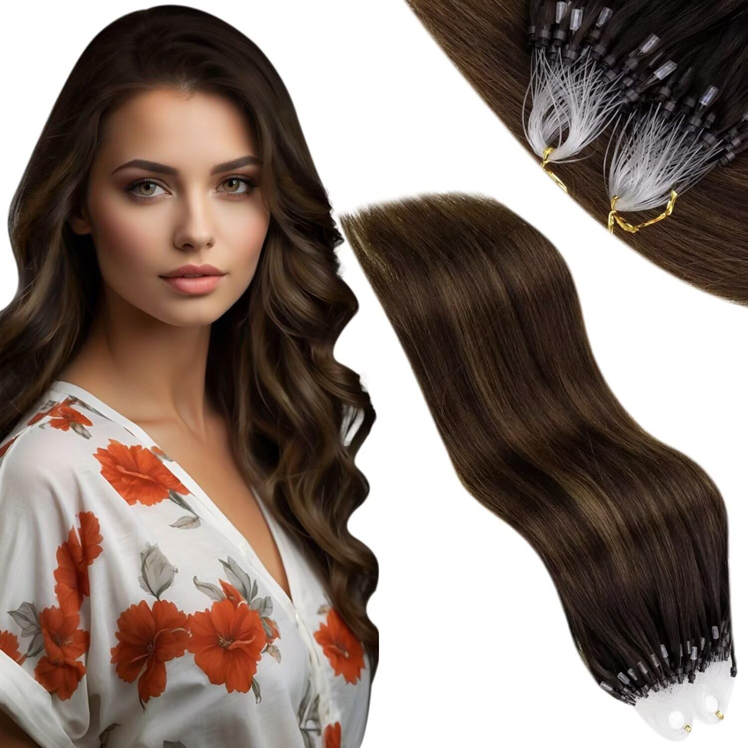 Vivien Microring Extensions Capelli Veri Marrone Microring Extensions ...