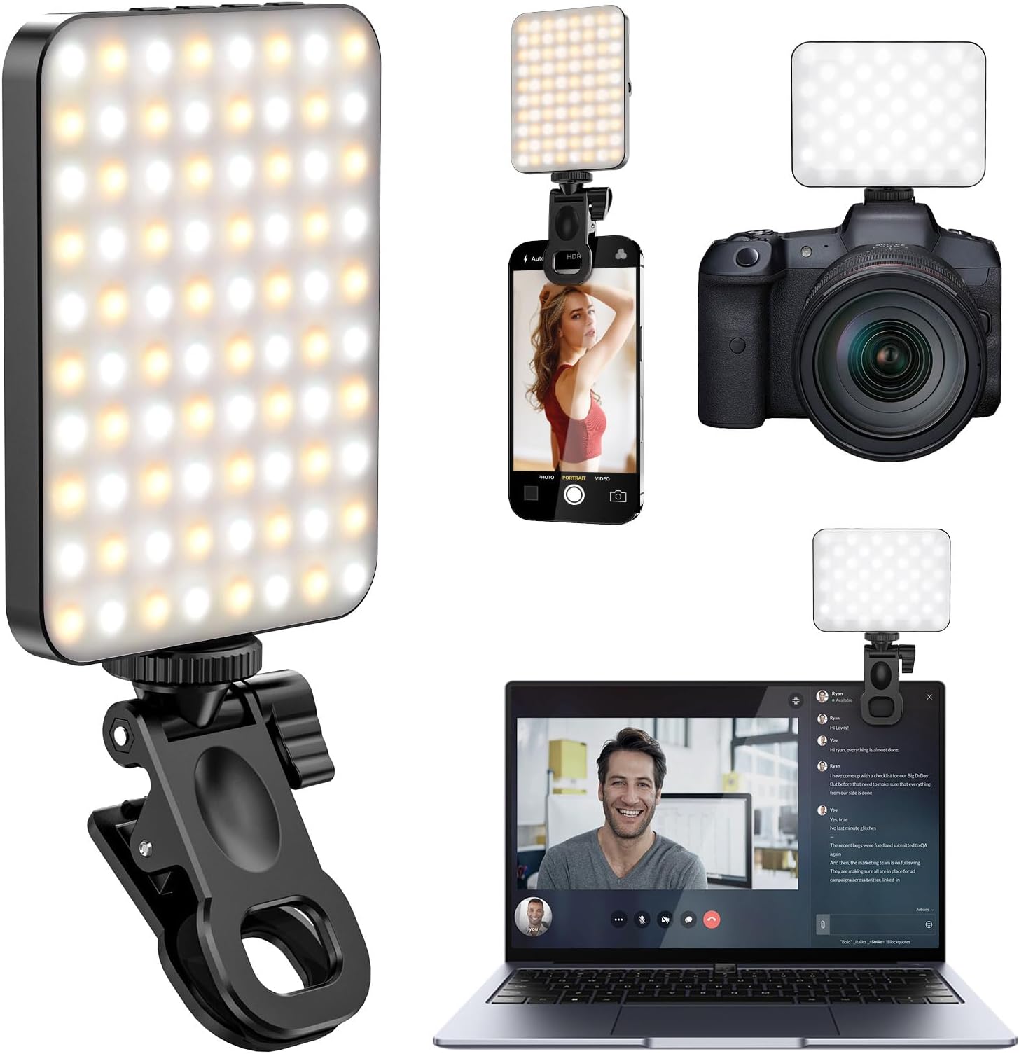 Amazon.com: Selfie Light, 3000Mah Rechargeable Phone Light Clip, Selfie ...