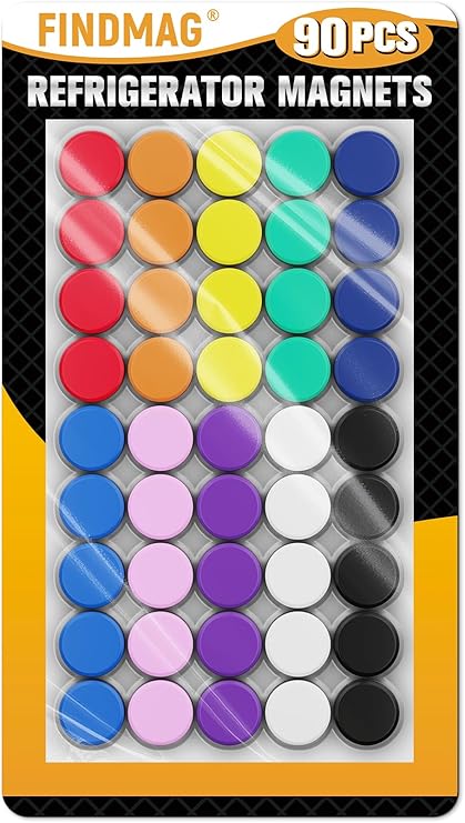 Amazon.com: FINDMAG 90 Pcs Magnets Refrigerator, Strong Whiteboard ...