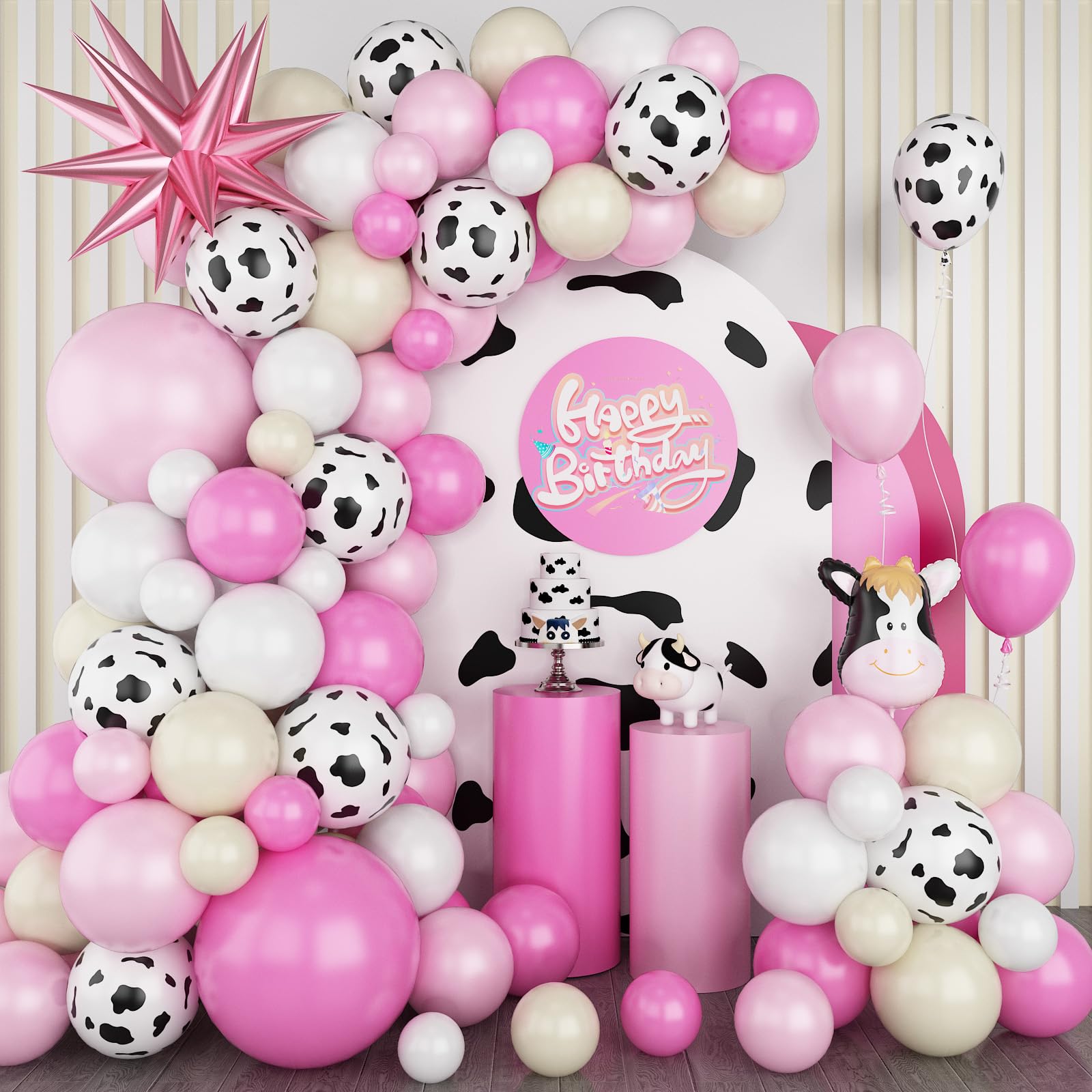 Snapklik.com : Pink Cow Balloon Garland Arch Kit, Cow Party Decorations