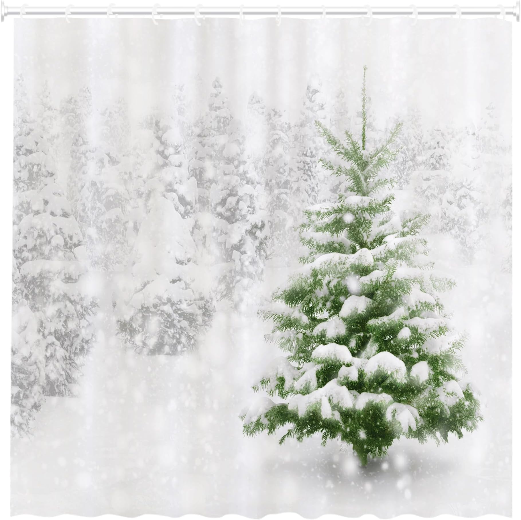 Amazon.com: Funnytree 72" x 72" Snowflake Christmas Shower Curtain Set ...