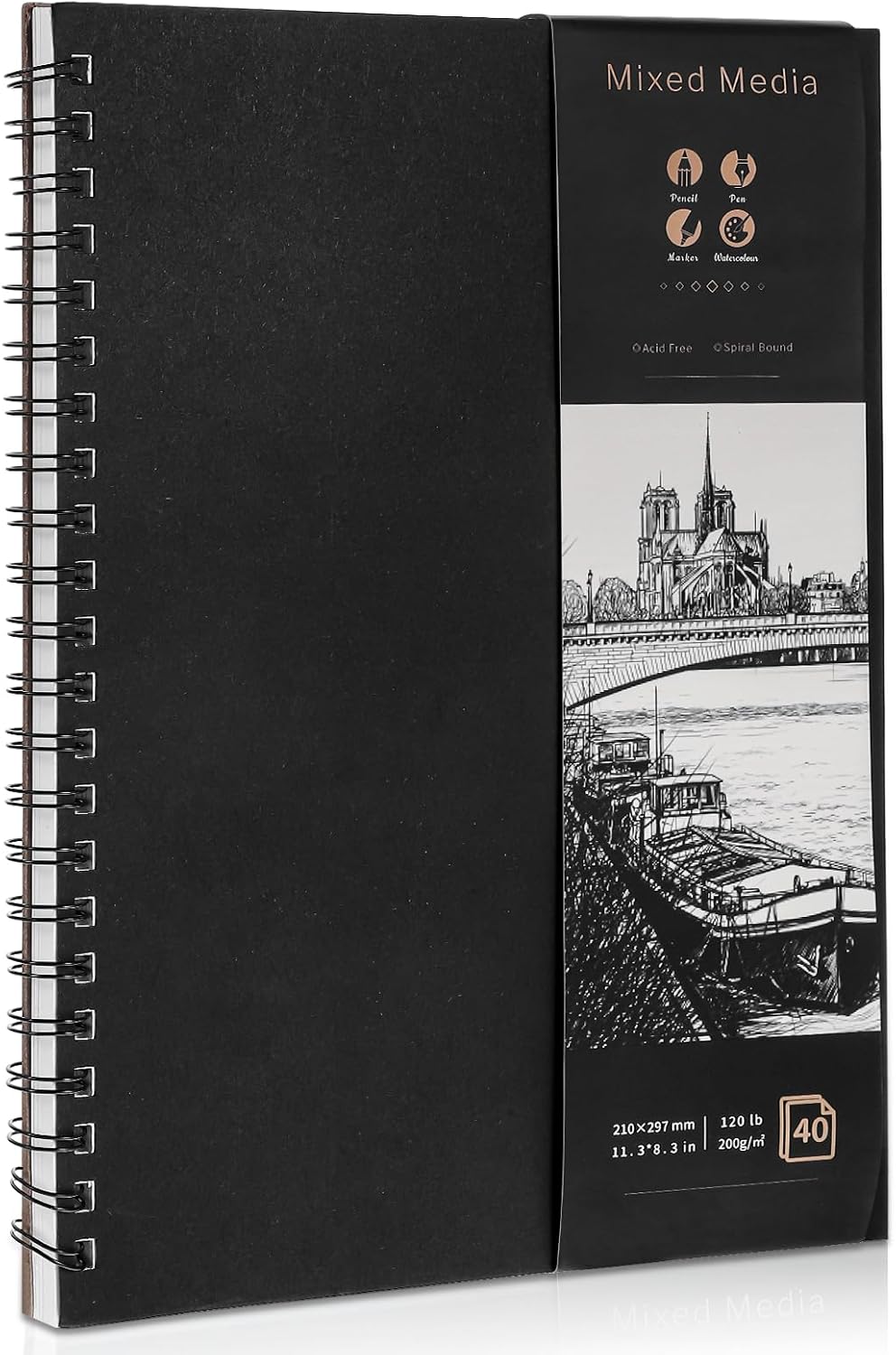 A4 Sketch Books, 200GSM Thick Paper Spiral Bound Sketchbook Hardback ...