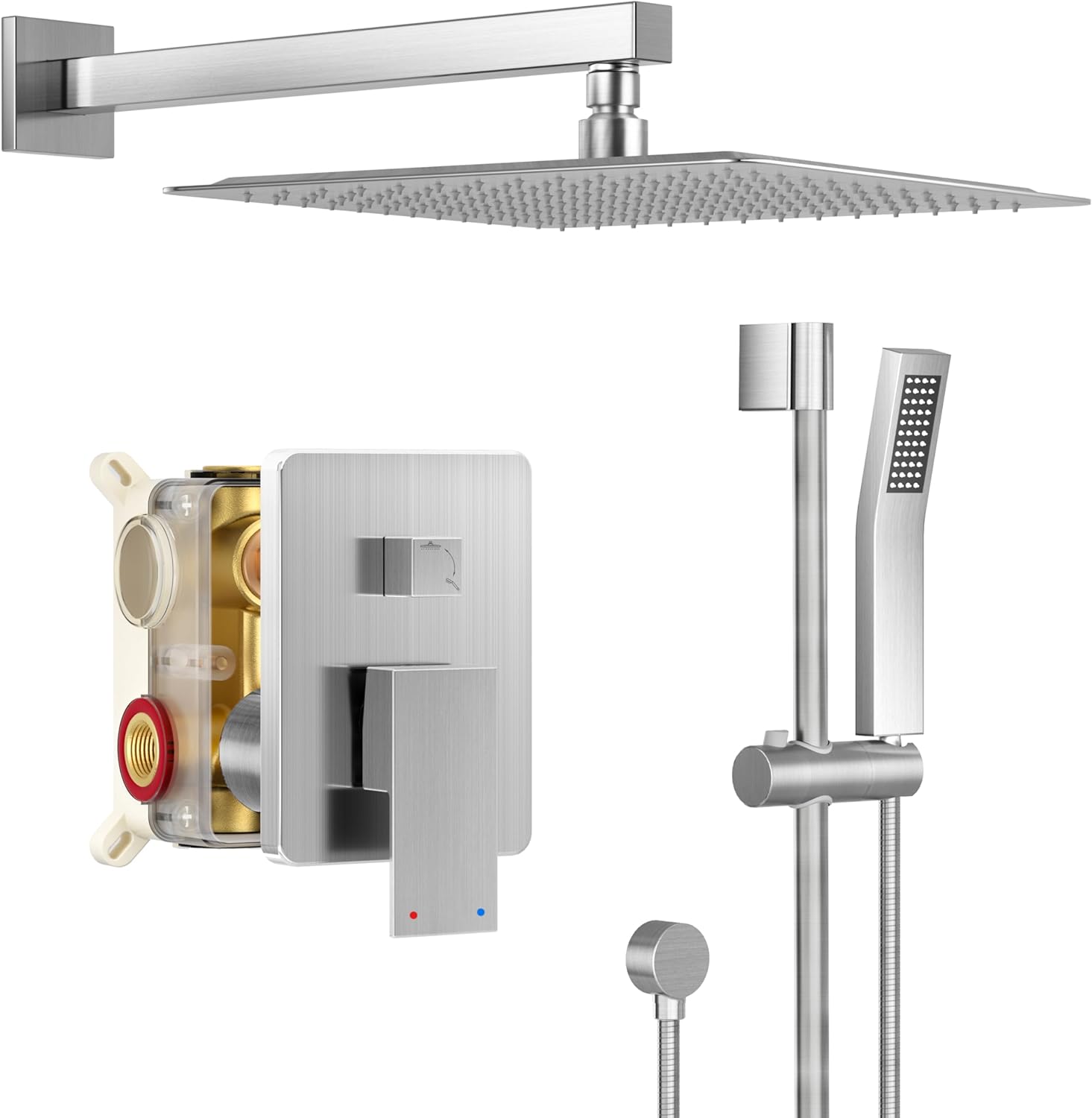 Amazon.com: HomGoo Shower Faucet, Wall Mounted Slide Bar Shower Faucet ...