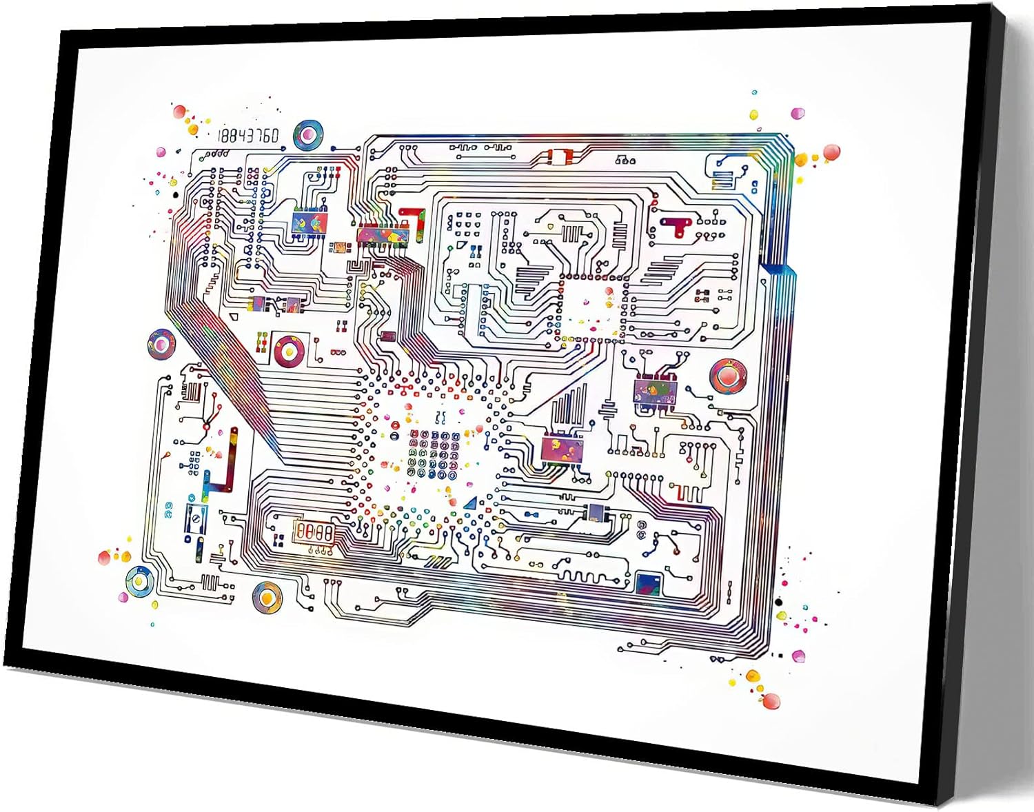 Amazon.com: Canvas Wall Art For Bedroom,Circuit Board Watercolor Print ...