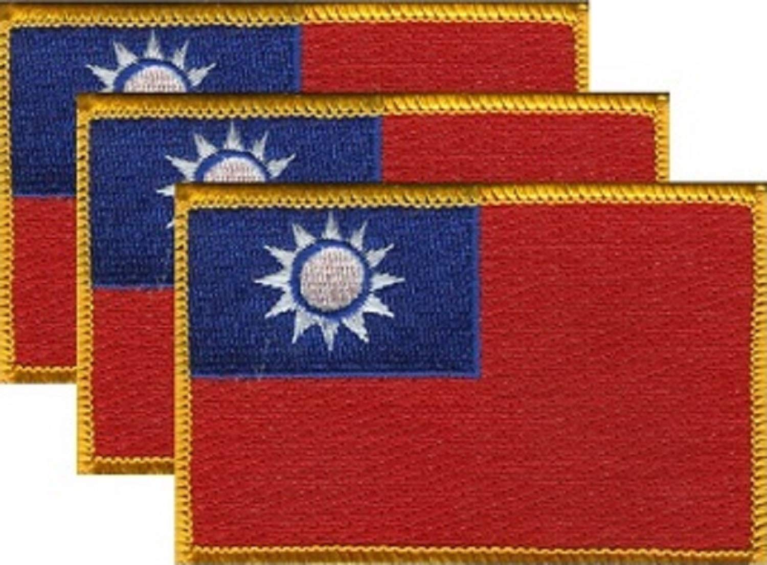 Amazon.com: Pack of 3 Taiwan Flag Patches 3.50 x 2.25 Inch Pack of Three International ...