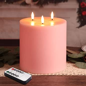 Amazon.com: Girimax 3 Wick Flameless Pillar Candle with Remote, Large ...