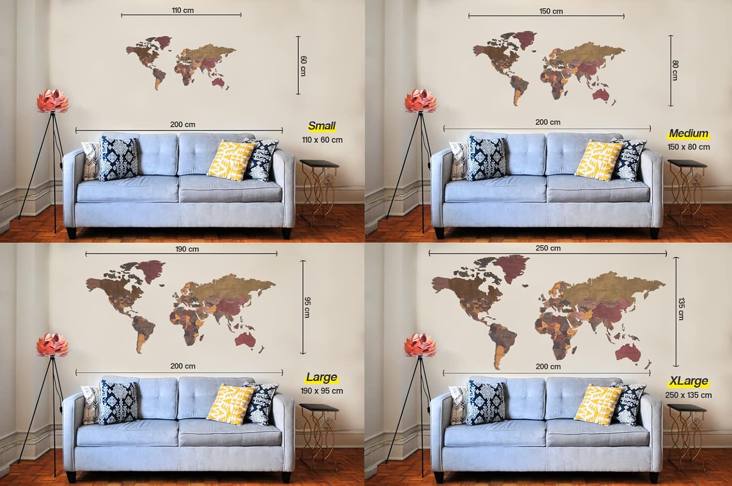 Gran 3D Madera World Map Wall Art Decor - XLarge Chile | Ubuy