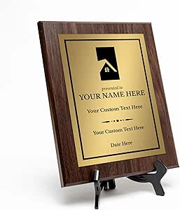 Amazon.com: Real Estate Theme Customizable Award Plaque | Easel Mount ...