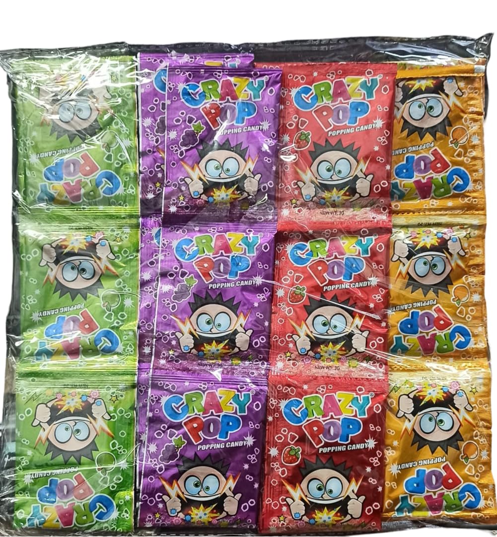 Crazy Pop Popping Candy 4 Flavour (Green Apple, Grape,strawberry,Orange ...