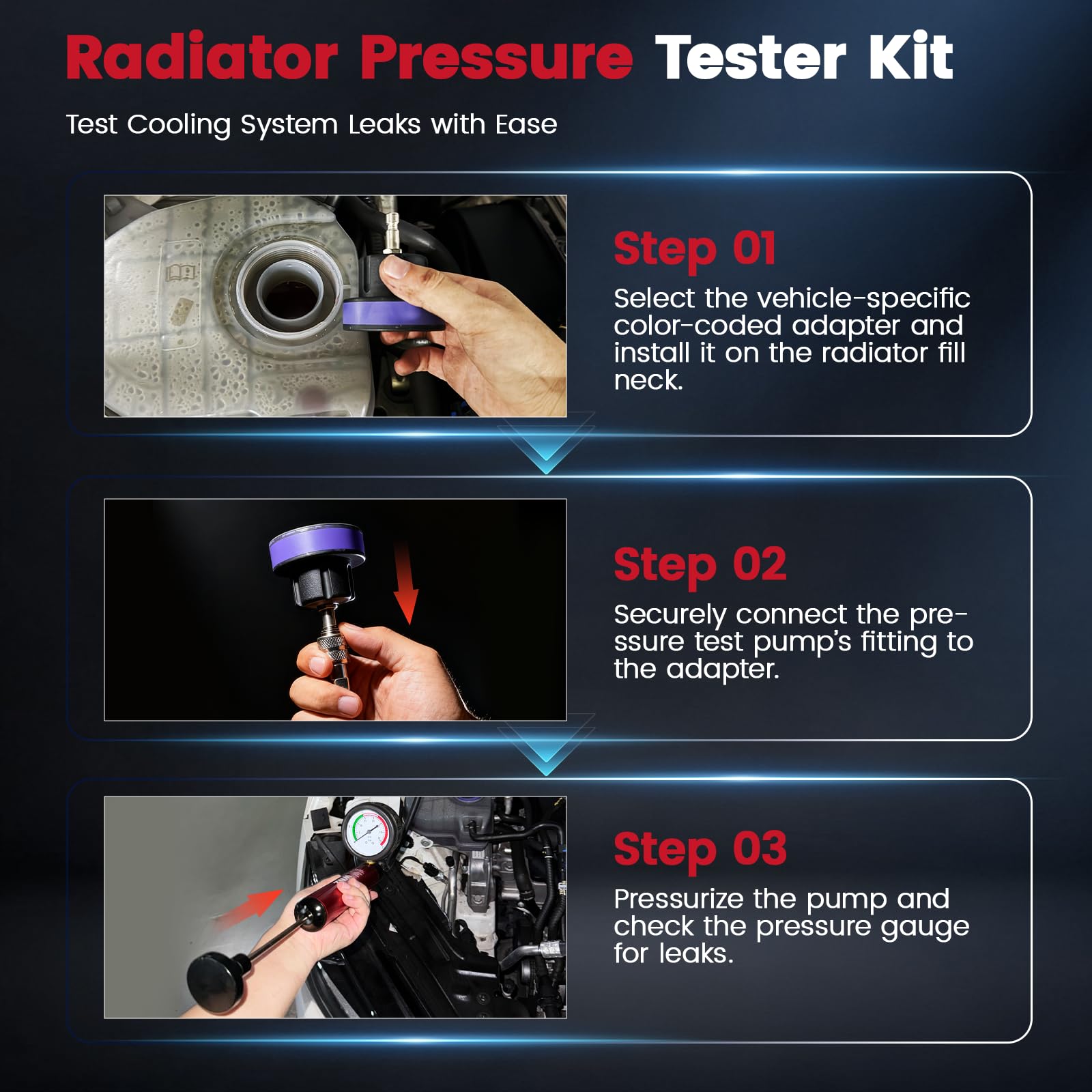 Snapklik.com : 18PC Coolant Pressure Tester Kit, Radiator Cooling ...