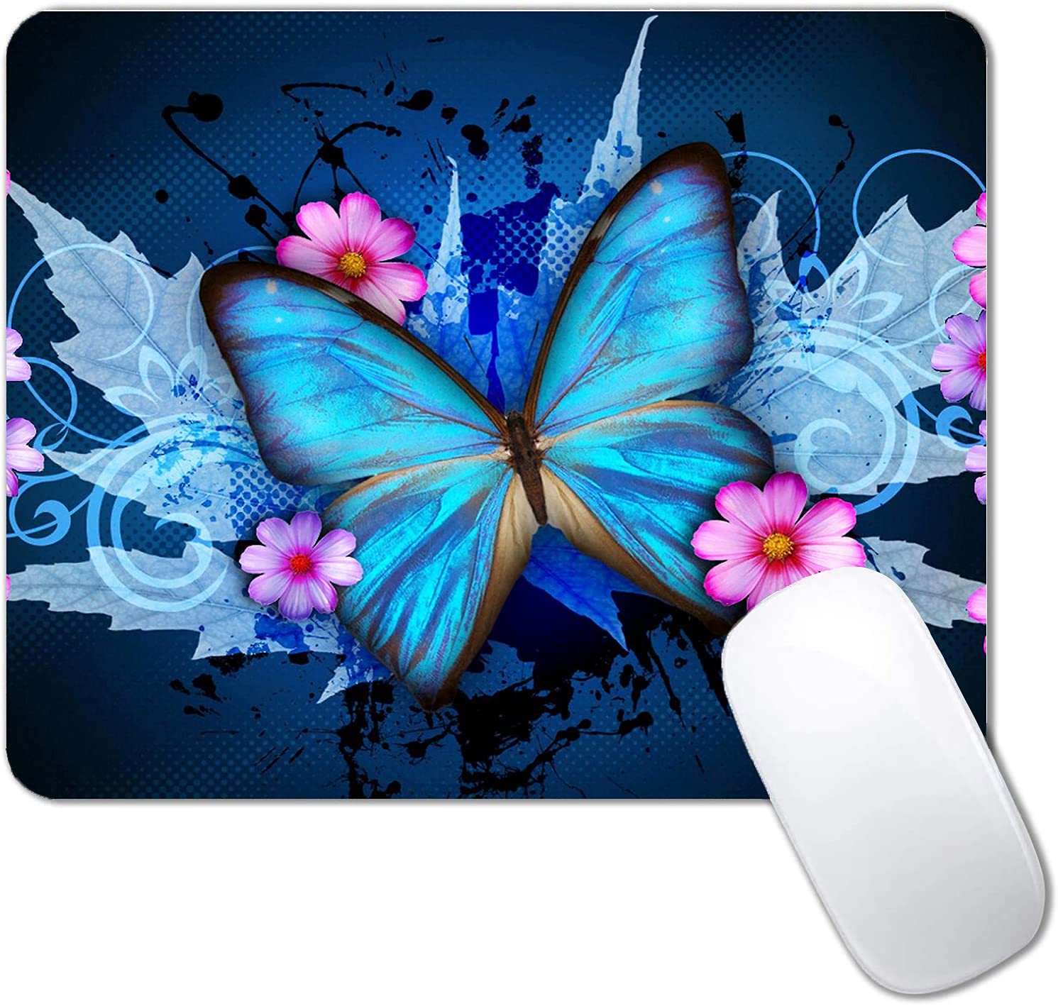 Amazon.com: Blue Butterfly Mouse Pad Non-Slip Rubber Base Gaming ...