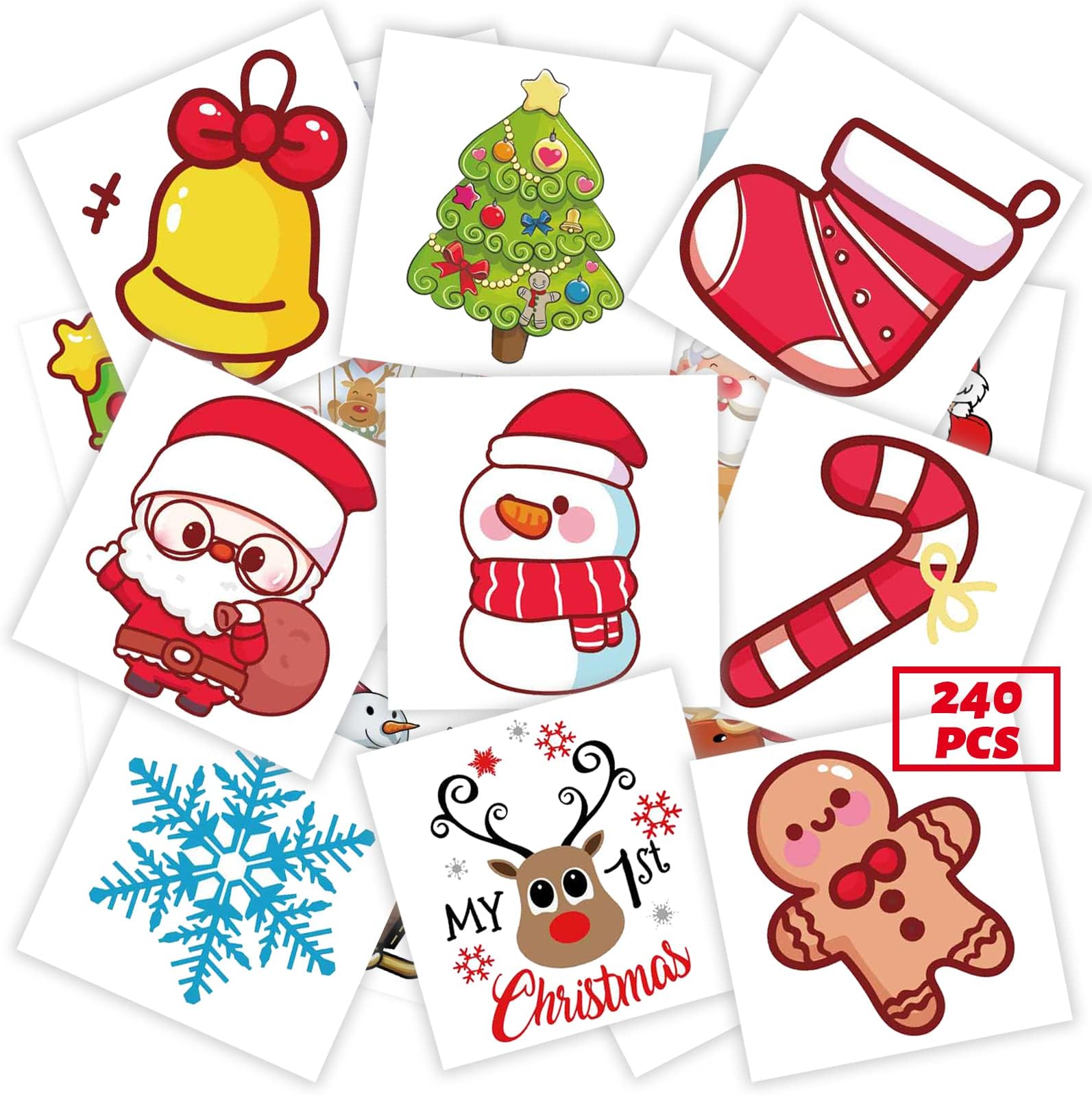 Amazon.com : CHARLENT Christmas Temporary Tattoos for Kids - 148 PCS ...