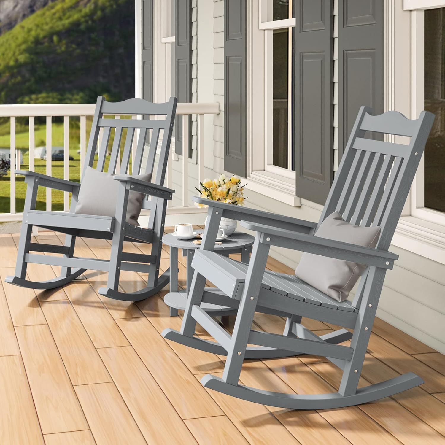 Amazon.com: DWVO Patio Rocking Chair Set of 2, All-Weather Resistant ...
