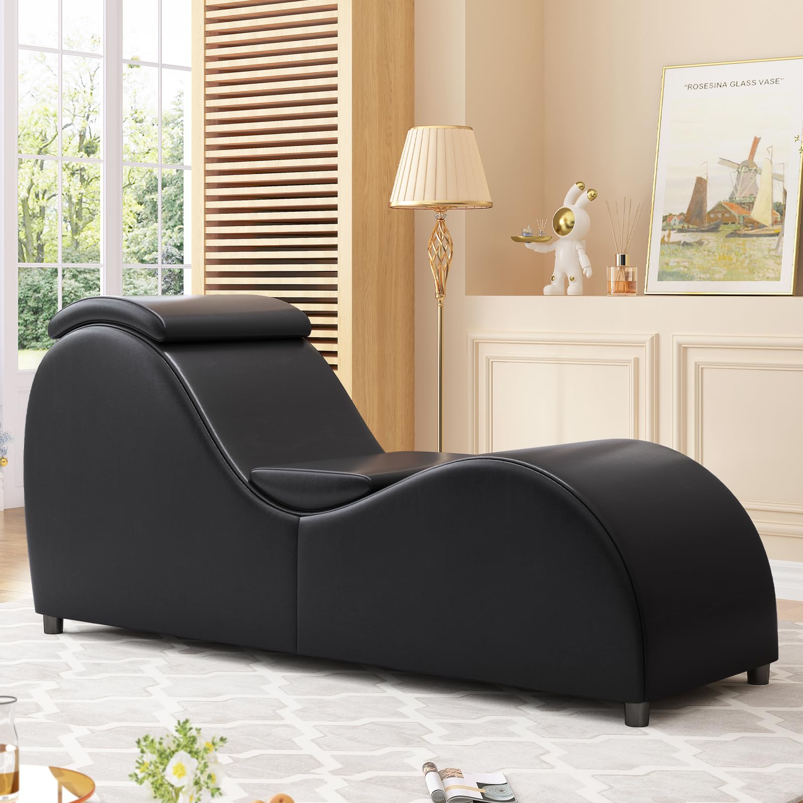 Amazon.com: CECER Yoga Chair, Faux Leather Lounge Chair with Adjustable ...